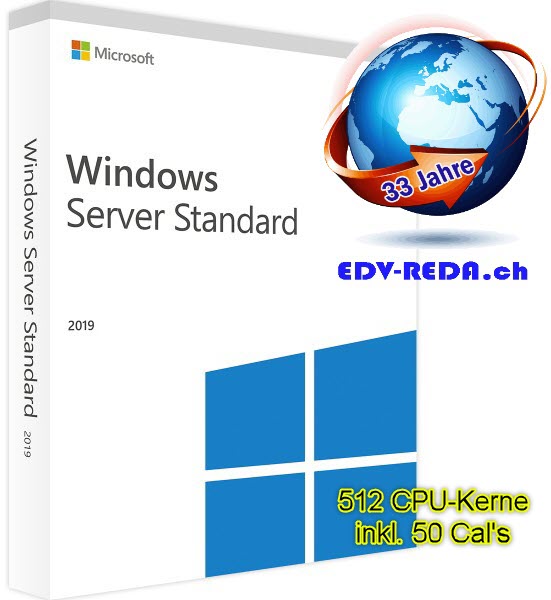 Windows Server 2019 Standard 512 Cores mit 50 CALs